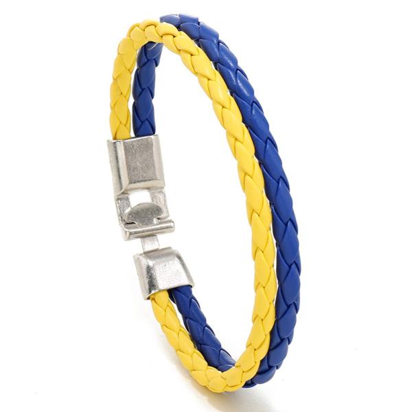 商品名:  Ankexin for Creative Blue and Yellow Colorblock Ukrainian Flag Color Bracelet Simple Multilayer Braided Leather Br...