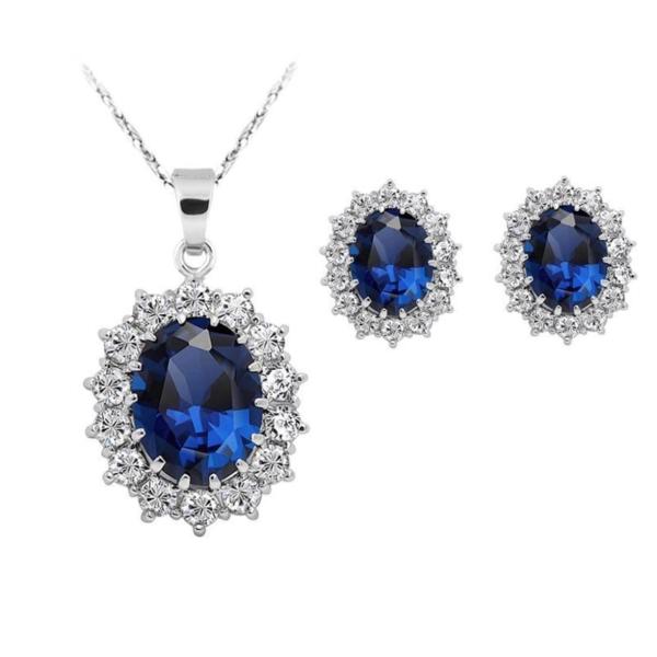 商品名:  HAPINARY Set Sapphire Necklace for Women Earrings for Women Trendy Fashion Jewelry for Women Diamond Necklaces for...