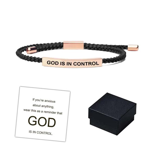 商品名: FETNHU God Is In Control チューブブレスレット ハンドメイド 編み込み 調節可能 ファッション インスピレーションブレスレット ステンレススチール God Is In Control ブレスレット レディー...
