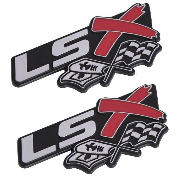 商品名:  2Pc LSX Flag Emblem 3D Self-Adhesive Badge Nameplate Replacement for Camaro Corvette LS LT SS (Chrome Black Red)ブラ...