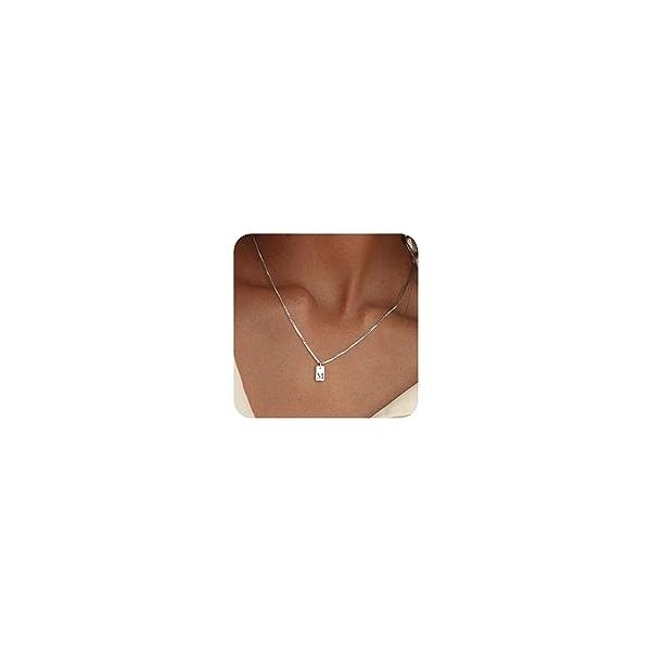 商品名: 女性用イニシャルネックレス シルバーメッキ レターネックレス 上品なシルバーネームネックレス パーソナライズイニシャルタグペンダントネックレス 女性用 トレンディなシルバージュエリー, スターリングシルバー, 宝石なし Initi...