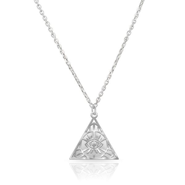 商品名: プロビデンスの目 ペンダント ネックレス。純スターリングシルバー。模倣者の邪眼、すべてを知っている目のペンダント, 18 inch, スターリングシルバー, 宝石なし Eye of providence pendant neckl...