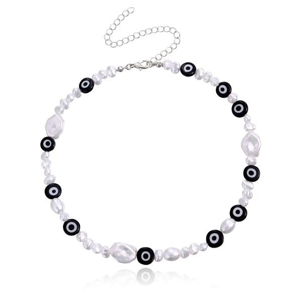 商品名:  Pearl Evil Eyes Beaded Choker Necklace Adjustable Chain Necklace Bohemian Colorful Beads Handmade Chunky Summer fo...