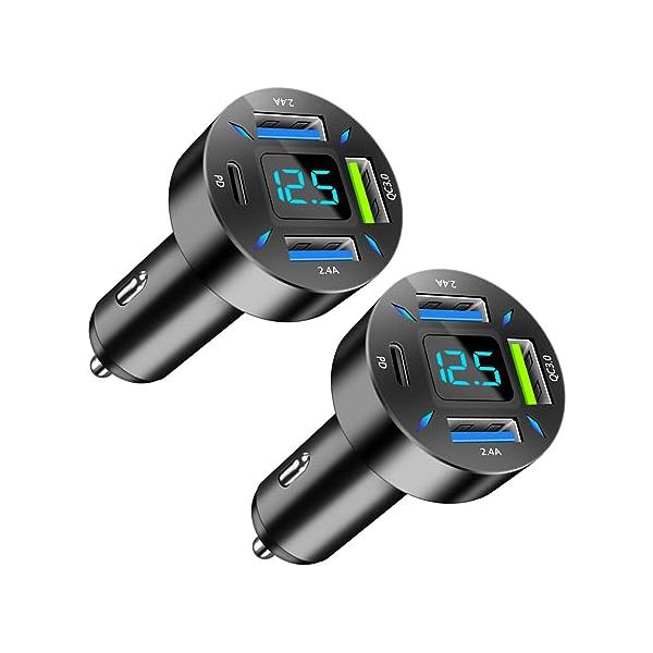商品名:  Ankuee 4 Ports USB Car Charger, 66W Super Fast Charging with QC 3.0, PD 20W and USB 2.4A Charger Adapter, Quick Ch...