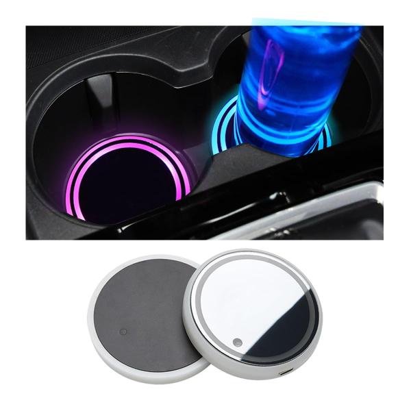 商品名: zipelo LEDカップホルダーライト 2パック カーコースター 7色 USB充電マット 発光カップパッド LEDインテリア雰囲気ランプ カーインサート ドリンクカップコースター カーアクセサリー 装飾ライト zipelo LE...