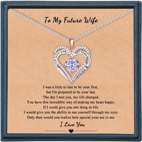 商品名: Memgift ネックレス レディース 誕生石 クリスタル ジュエリー ネックレス シルバー フォーエバー ラブ ハート ペンダント ネックレス 誕生日 ギフト 未来 妻 クリスマス 卒業 バレンタインデー 感謝祭 ジュエリー, ...