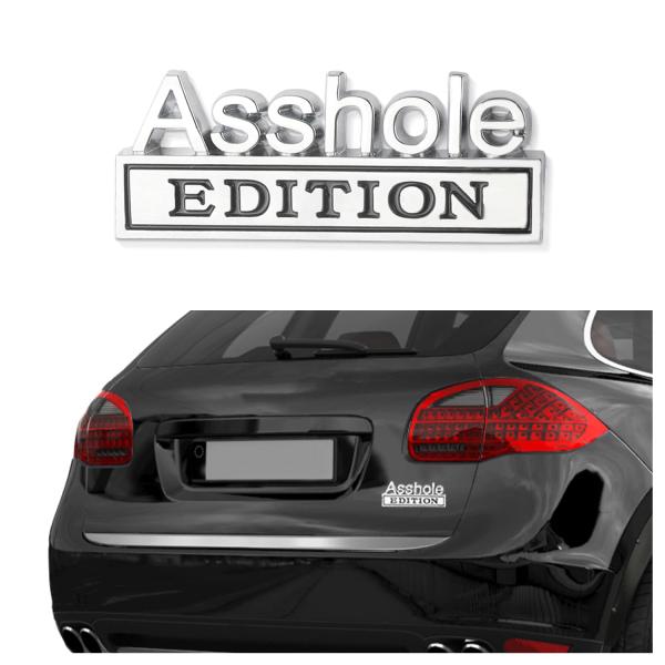 商品名: Asshole Edition カスタムカーエンブレム 3Dヘビーメタルカーバッジ 車用デカール 強力な車のエンブレム粘着付き 最高の自動車外装アクセサリーデコレーションの1つ (シルバー/ブラック) Asshole Editio...