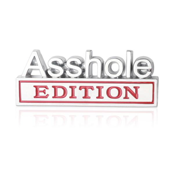 商品名: Asshole Edition カスタムカーエンブレム 3Dヘビーメタルカーバッジ 車用デカール 強力な車のエンブレム粘着付き 最高の自動車外装アクセサリーデコレーションの1つ (シルバー/レッド) Asshole Edition...