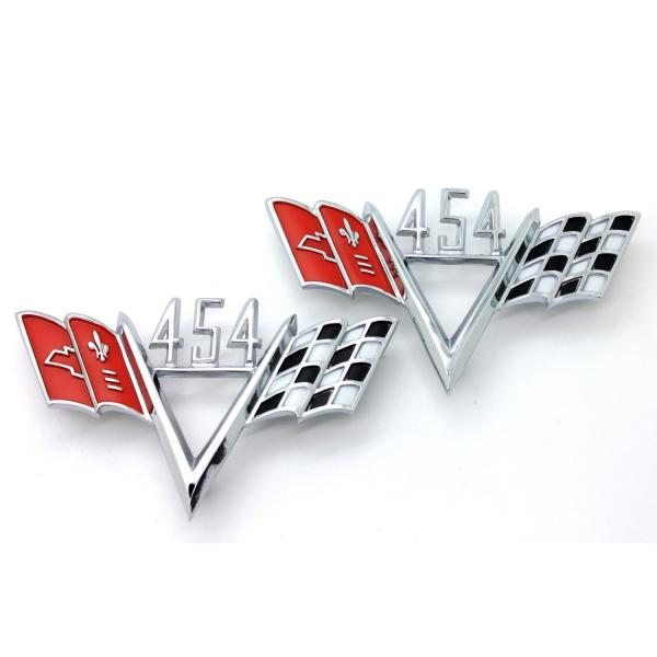 商品名:  2Pcs 1960-1970 Universal Chevy 454 Cross Flag Fender Emblem Style Trim 3D Badge Sticker Replacement for Impala Che...