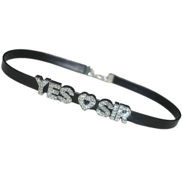 商品名: YES SIR チョーカーネックレス かわいいカワイイ ラインストーンチョーカー 人工クリスタル スクラブル文字 襟ネックレス セクシー DDLG フェイクレザー ラインストーンジュエリー, フェイクレザー, ラインストーン YE...