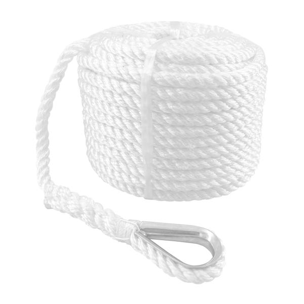 商品名: 1/2インチ x 300フィート ダブルブレイド ナイロンアンカーライン ステンレススチールシンブル付き 優れた強度と柔軟性 安全性を確保 作業負荷を把握しやすく: 1ポンド (ホワイト#1) 1/2" x 300' Double...