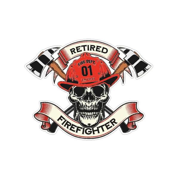 商品名:  Retired Firefighter Skull (S14) Fire Department Vinyl Decal Sticker | Waterproof | Easy to Apply | Rapid Air Relea...