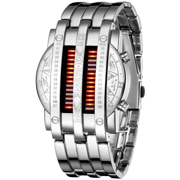 商品名:  FANMIS Creative Mens Binary Matrix Blue LED Digital Watch Fashion Classic Black Plated Waterproof LED Backlight Br...