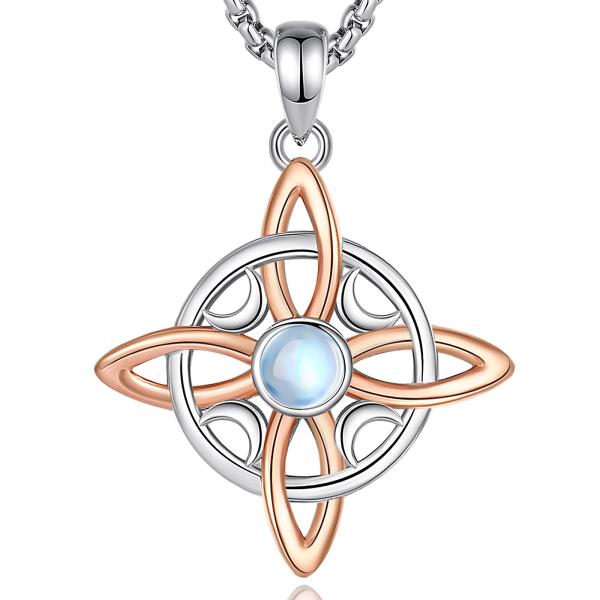 商品名: CELESTIA Nudo de Bruja Plata 925スターリングシルバー ウィッチーズノット ネックレス レディース - 20インチ+2インチ ステンレススチールボックスチェーン, スターリングシルバー, 宝石なし C...