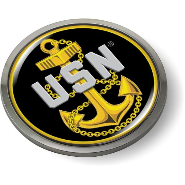 商品名:  [Officially Licensed Product] - U.S. Navy Chief Fouled Anchor USN 3D Domed CAR Emblem Badge Sticker Chrome Plastic...