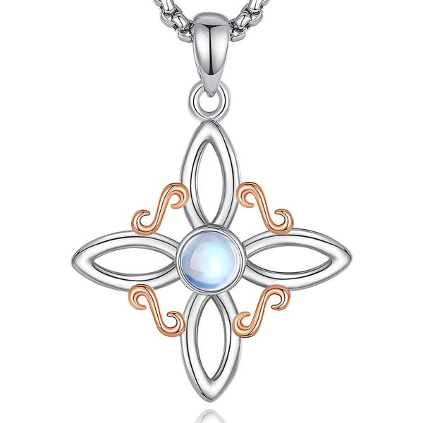 商品名: CELESTIA Nudo de Bruja Plata 925スターリングシルバー/ゴールド/ローズゴールド ウィッチノットネックレス レディース, スターリングシルバー, ムーンストーン CELESTIA Witches Kn...
