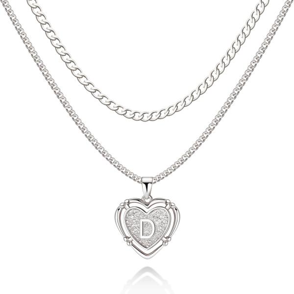 商品名: Frisity 14K ゴールドメッキ ハート 楕円形 六角形 lnialネックレス レディース - ガールズ A~Z 文字 華奢 ペンダント キューバ シルバー ローズ レッド ギフト ガールフレンド, 金メッキ, 宝石なし F...