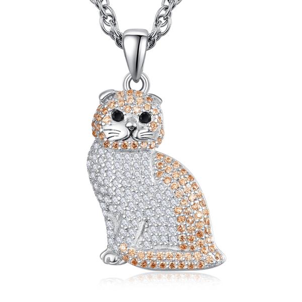 商品名: TANGPOET 猫ネックレス レディース ティーン ガールズ スターリングシルバー キティ 動物 ジュエリー ギフト 娘 猫愛好家 かわいいもの 20インチから22インチチェーン, スターリングシルバー, キュービックジルコニア...