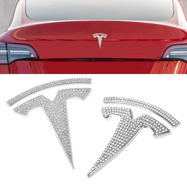 商品名:  Tinlucys Tesla Model Y Front Trunk/Rear Trunk Emblem Cover,Badge Logo Protection Caps for Model Y,Sticker Decals 2...