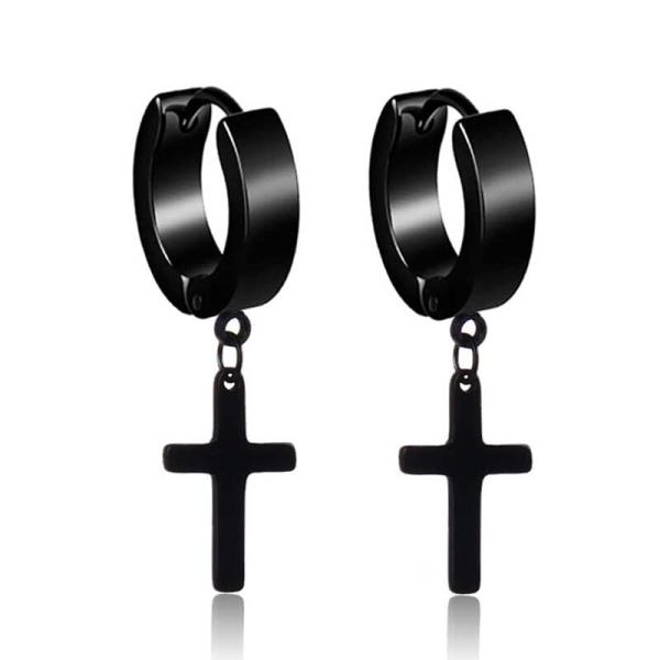 商品名:  2Pcs Stainless Steel No Piercing Cross Earring For Men Kpop Clip On Cross Earring Gothic Punk Fake Ear Cuff Cross ...