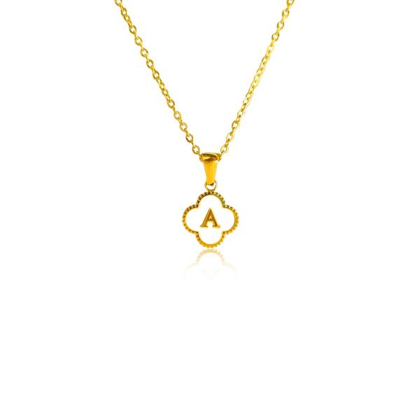 商品名:  BEUFLO DREMS Four Leaf Clover Initial Necklace for Women，18K Gold Plated Letter Necklace Pendant Personalized Mono...