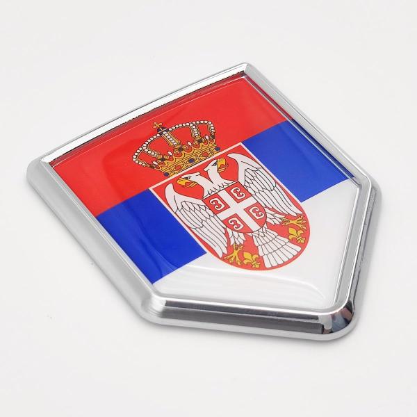 商品名: Overdecor セルビア国旗デカール セルビアステッカー エンブレム クロームシールドフラッグ 車のバンパー用 2個パック Overdecor 2 Pack Serbia Flag Decal Serbian Sticker ...