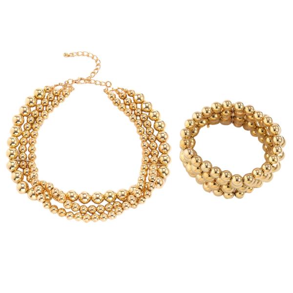 商品名: Kasmena レイヤードチョーカー パールネックレス ブレスレットセット レディース ゴールド/シルバー/ホワイト イミテーションパールチョーカーネックレス 誇張されたビーズ マルチレイヤー 重ね付け可能なネックレスブレスレット...