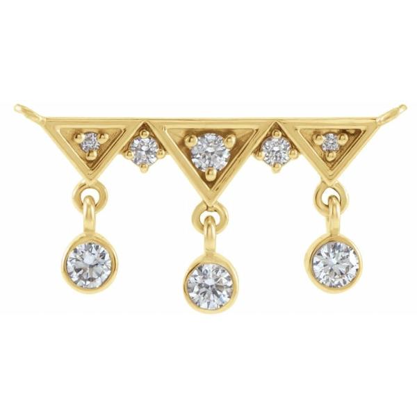 商品名:  14k Yellow Gold Diamond Fringe Bar Geometric Necklace Center Jewelry Finding (Mounting Only, Not All Stones Includ...