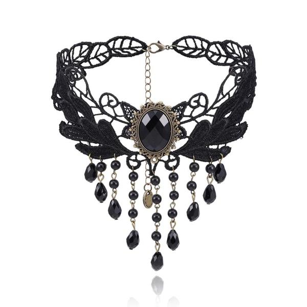 商品名: Tgirls ブラックレースチョーカーネックレス レディース ゴシッククリスタルチョーカー レトロ スチームパンク レース チョーカー ハロウィンコスチューム パーティージュエリー, 金属, クリスタル Tgirls Black ...