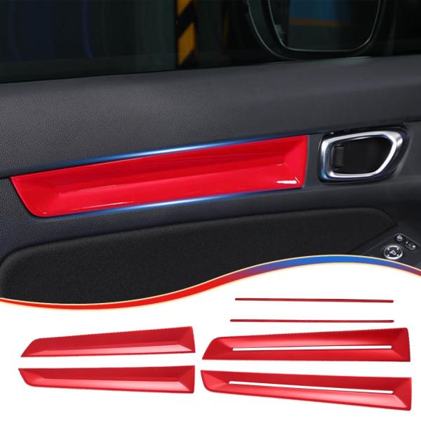 商品名: MUXEE 第11世代 シビック インナーサイドドアパネル ストリップカバートリム ホンダ シビック 2022 2023用 - ABS ワインレッド スポーツドアパネルカバー インテリアアクセサリー MUXEE 11th Gen ...