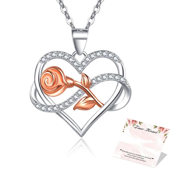 商品名: BMMYE ハートネックレス 女性用 誕生日ギフト 奥様への誕生日プレゼント ローズクロスペンダント ガールフレンド 10代の女の子 お母さん クリスマスギフト 女性用, 銅, キュービックジルコニア BMMYE Heart Ne...