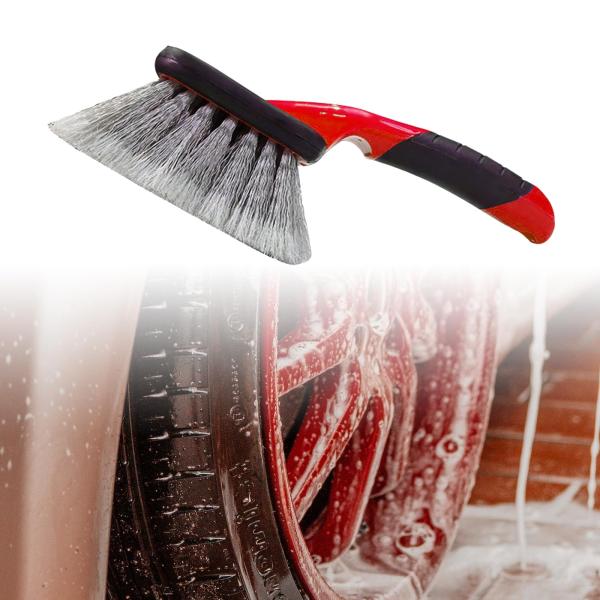 商品名: Augeny 洗車ブラシ ホイールとフェンダーブラシ 車のリム&amp;フロアマット用 ショートハンドル ソフト毛 洗車ブラシ 10インチ タイヤクリーナー 車のディテールや自宅用 ユニバーサルカーアクセサリー (レッド) Aug...