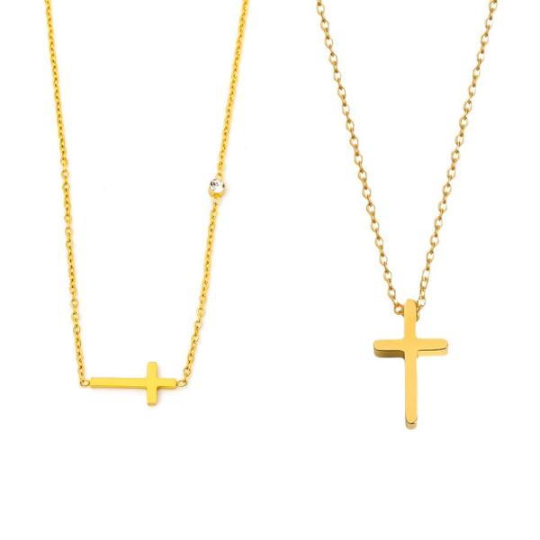 商品名: ClosJery クロスハートチョーカーネックレス 女性用 14Kゴールド 上品なジルコン トレンディなミニマリストデザイン レイヤードチェーン 横向き 中空リング ディスクペンダントネックレス 母娘 ガールフレンドへのギフトに,...