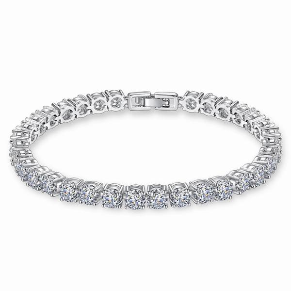 商品名:  BAFSLU 14k White Gold Plated AAA+German high-carbon stone Tennis Bracelet for Women Men（7.2IN+1.2IN Extend，Suitabl...