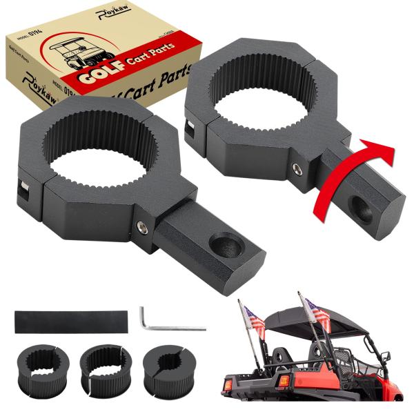 商品名: Roykaw UTV/ATV/SXS ホイップライトフラグマウント LEDライトバー取り付けブラケット ロールバークランプキット 1インチ/1.5インチ/1.75インチ/2インチのロールバーに対応 アルミニウムホイップブラケット ...