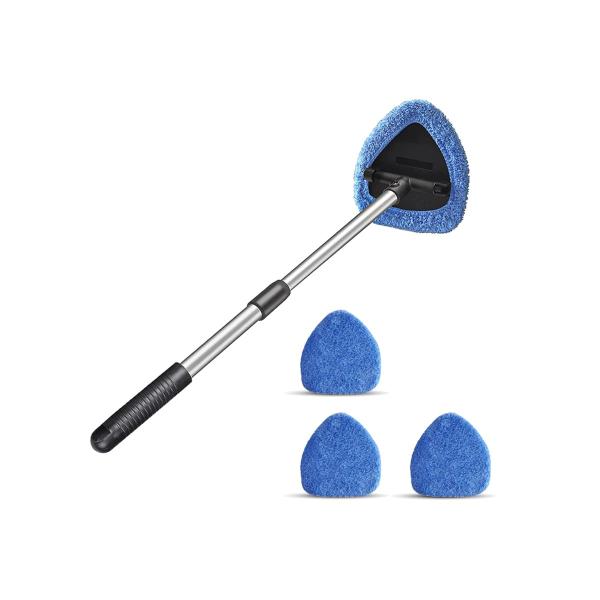 商品名: Osilly フロントガラスクリーナー カーウィンドウクリーニングツール 伸縮ハンドル付き 洗える再利用可能なマイクロファイバー布パッド3枚 自動車内装外装ガラスワイパーキット用品 カーアクセサリー (ブルー) Osilly Wi...