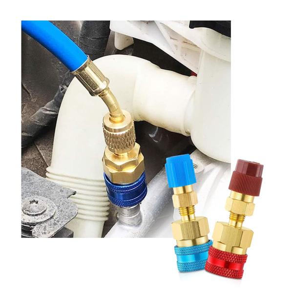 商品名: Ziciner R1234YF クイックカプラーキット 4個 R1234YFからR134Aへの変換キット ハイ&amp;ローサイドクイックカプラーアダプター ホース継手コネクター カーエアコンAC充電用 Ziciner 4 PCS...