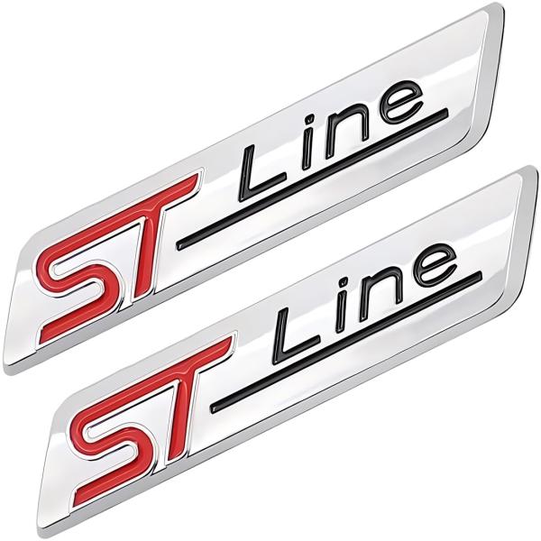 商品名:  Pair Set ST Line Emblem 3D Metal Badge Car Truck Door Body Side Fender Rear Trunk Adhesive Sticker Decals Replacem...