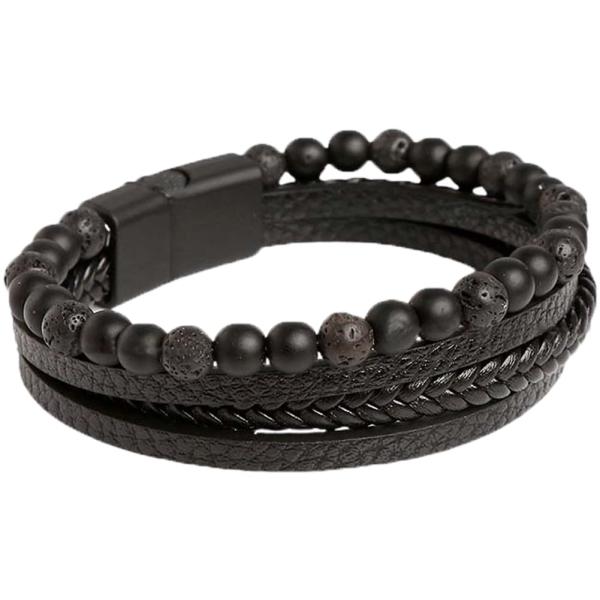 商品名: TLOPA Humanicplus Maxhematie ビーズブレスレット Humanic+ Trio ブラック 溶岩石 ブレスレット, Adjustable, レザー, 天然石 TLOPA Humanicplus Maxhem...