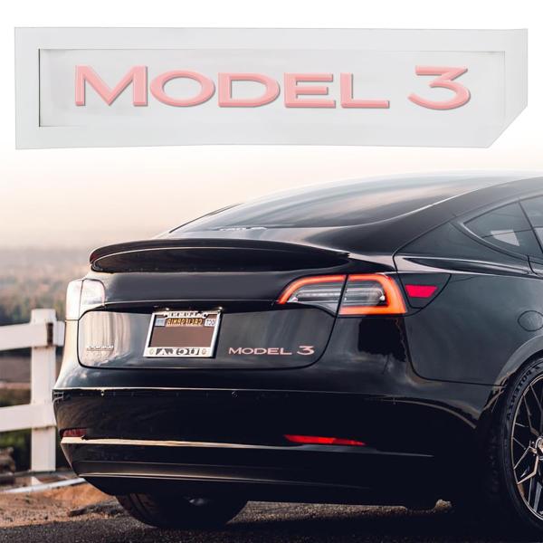 商品名:  Car Emblem Sticker，ABS Fit Tesla Model 3 3D Underlined Letters Car Rear Trunk Badge Decals for Tesla Logo Accessor...