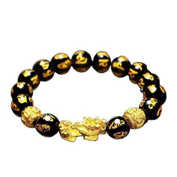 商品名:  Feng Shui Obsidian Stone Beads Bracelet Men Women Wristband Gold Black Pixiu Bracelets Wealth and Good Luck Bracel...