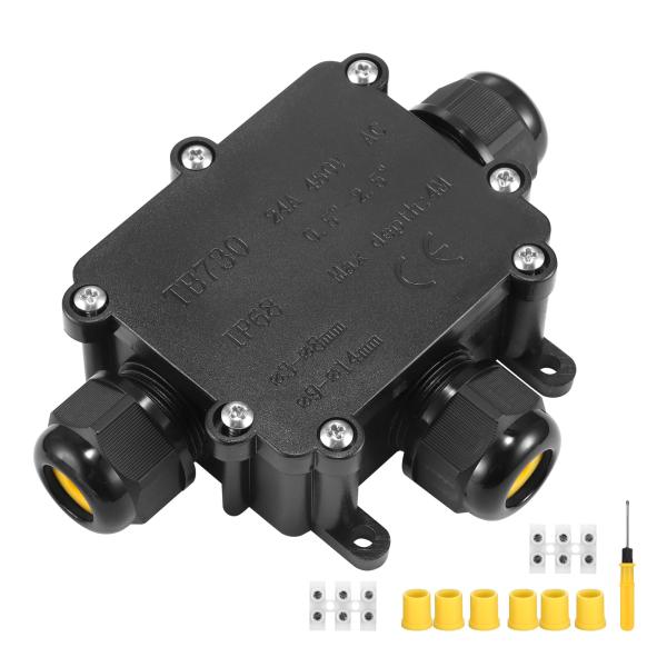 商品名:  OurLeeme Junction Box, IP68 Waterproof Junction Box Outdoor 3 Way "T" Type Underground Electrical Junction Box Out...