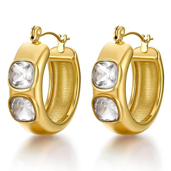 商品名: FRUMOS 18K ゴールドメッキ イヤリング レディース ガールズ チャンキーフープイヤリング キュービックジルコニア ジュエリー 誕生日 クリスマスギフト, イエローゴールド, キュービックジルコニア FRUMOS 18K ...