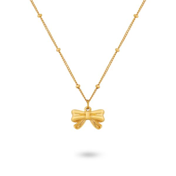 商品名: OJERRY ボウペンダントネックレス, ステンレス鋼, 宝石なし OJERRY Minimal Simple Dainty Silver Plated Small Bow Pendant Stainless Steel Satu...