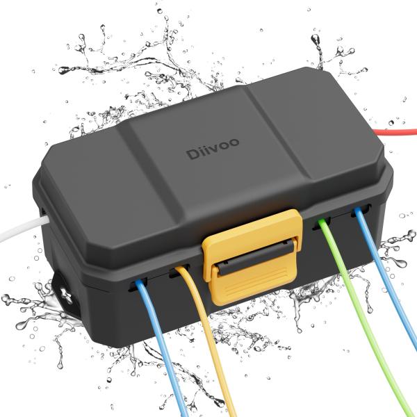 商品名: 防水電気ボックス Waterproof Electrical Box, Diivoo Outdoor Extension Cord Covers Waterproof, Large Size 6 Cable Seal Entry,...