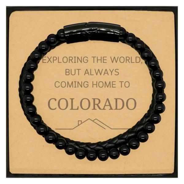 商品名:  Unique Colorado Gifts, Always coming home to Colorado, Love Colorado Birthday Christmas Stone Leather Bracelets Fo...