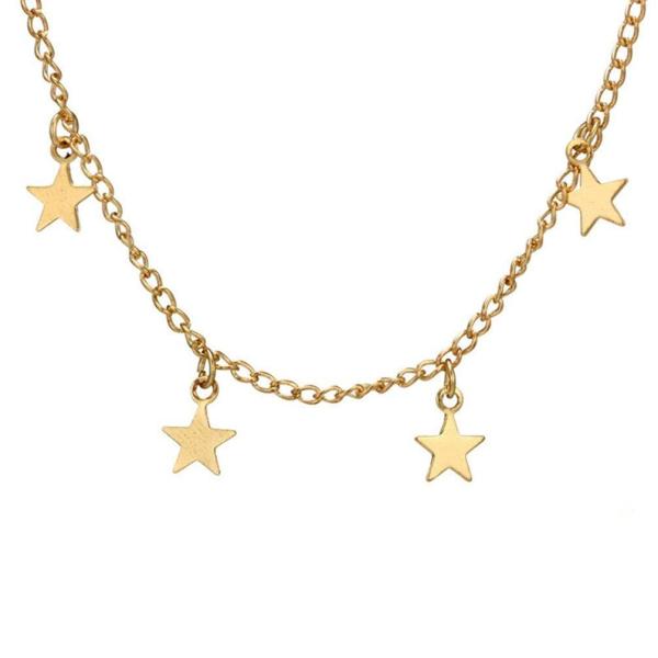 商品名:  Trendy Five-Pointed Star Necklace Clavicle Chain Choker For Women Girls Golden Exquisite Workmanship Fashion proce...