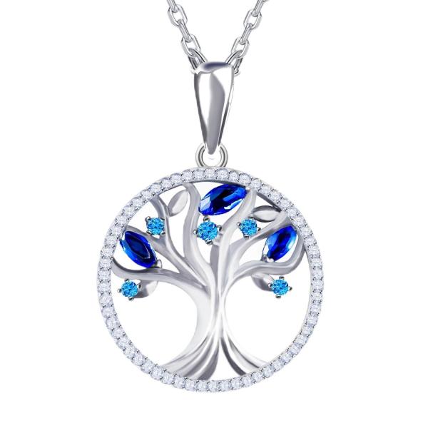 商品名:  KSang 925 Silver Necklace for Women, Dainty Jewelry with Trendy Blue Sapphire, Tree of Life Pendant Necklace as Bi...