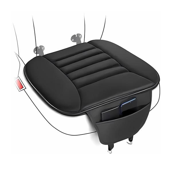 商品名: Bittwee プレミアムカーシートクッション 1組 自動車用 高級フェイクレザー 運転席パッド 底部に低反発素材滑り止めラップ付き 95%車両用 車椅子用 オフィスチェア 自宅用 (ブラック) Bittwee 2PCS Prem...