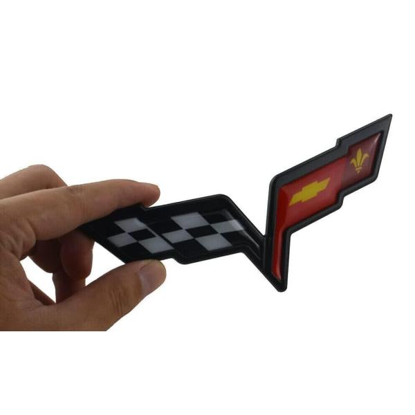 商品名:  1Pcs Front Hood &amp; Rear Fascia Crossed Flags Emblems Car 3D Badge Nameplate Decal Sticker Fit for 2005-2013 Cor...